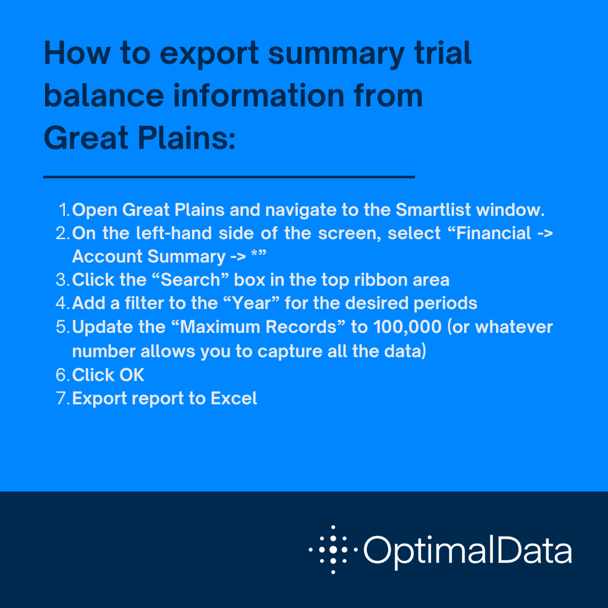 How to Export Summary Trial Balance Data from Great Plains to NetSuite